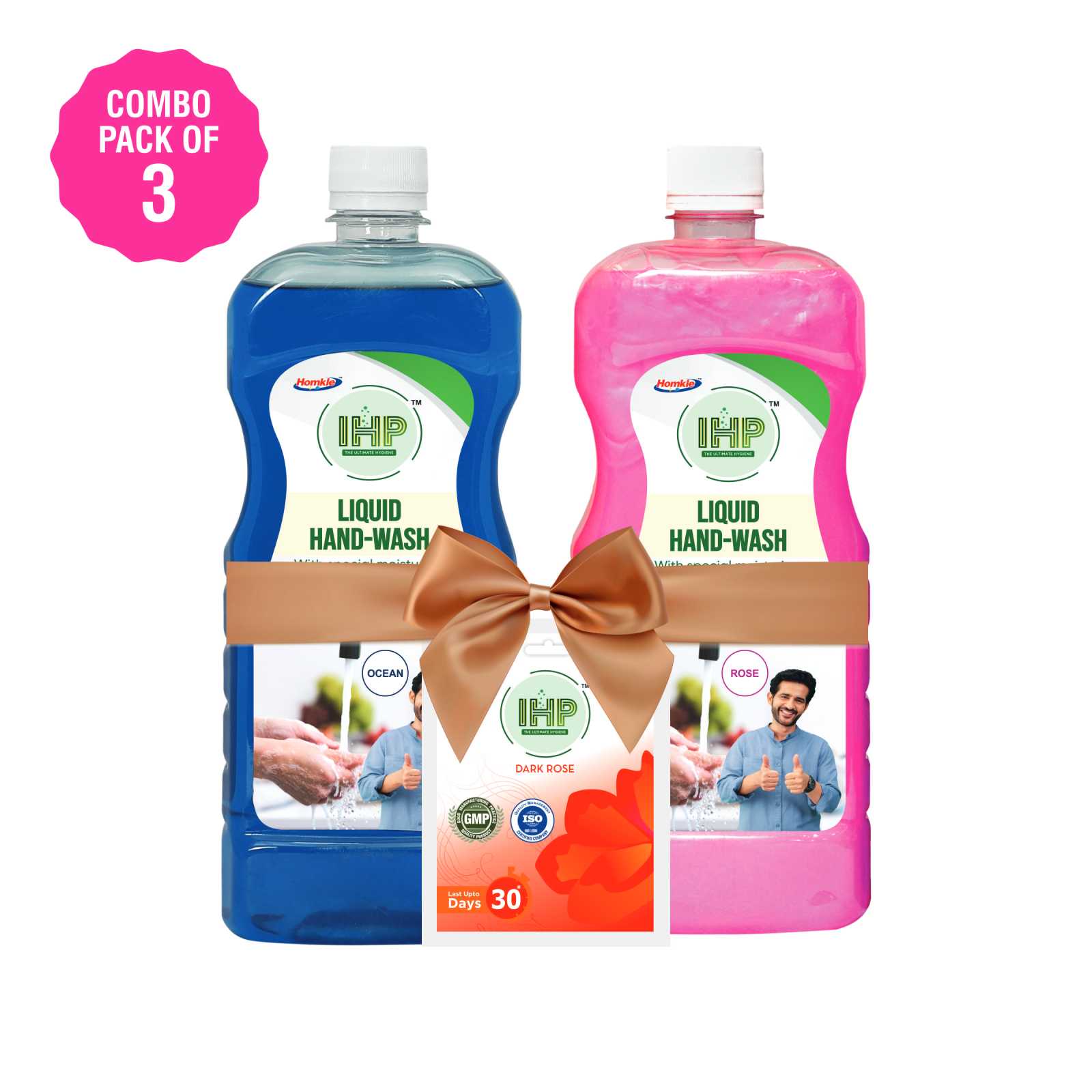 IHP HAND WASH OCEAN, HAND WASH ROSE, GEL POUCH DARK ROSE | (COMBO OF 3 ...